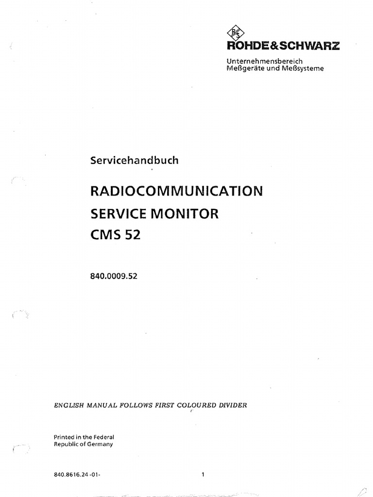 Rohde Schwarz Cms-52 SM | PDF