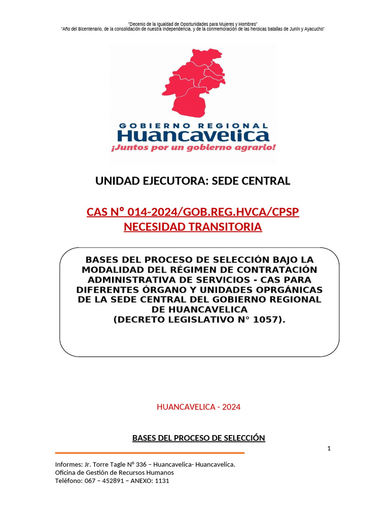 Bases Proceso Cas N 014-2024 | PDF Bases Proceso Cas N 014-2024 | PDF