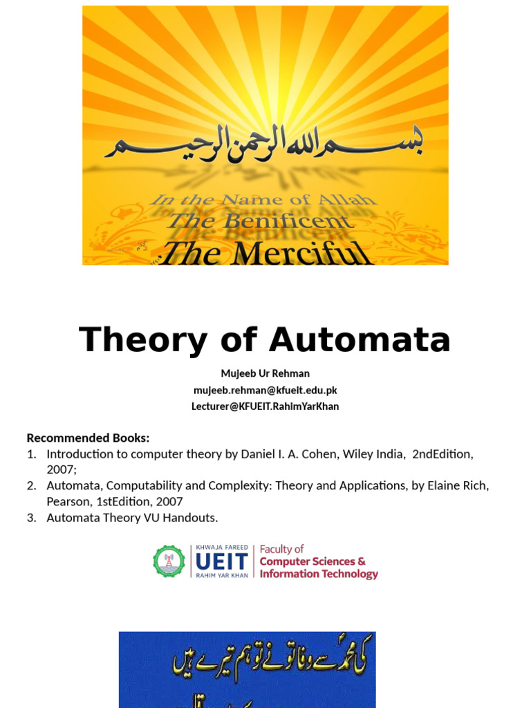 COSC 2105 Theory of Automata Lecture 12 | PDF