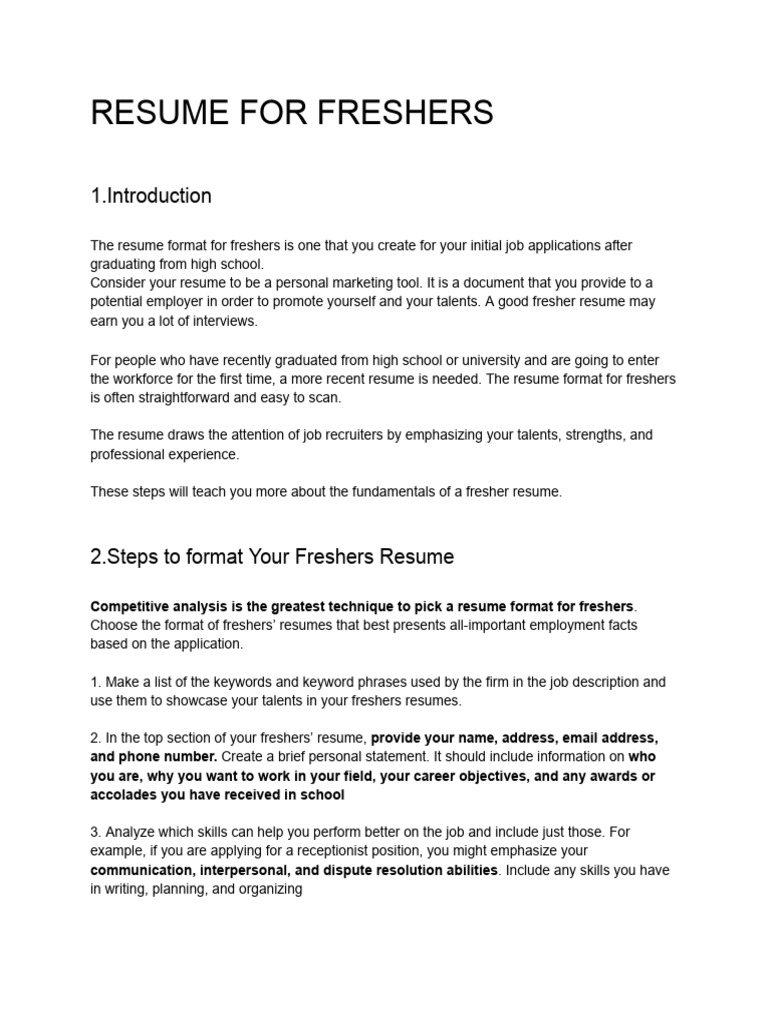 Resume Template For Freshers | PDF