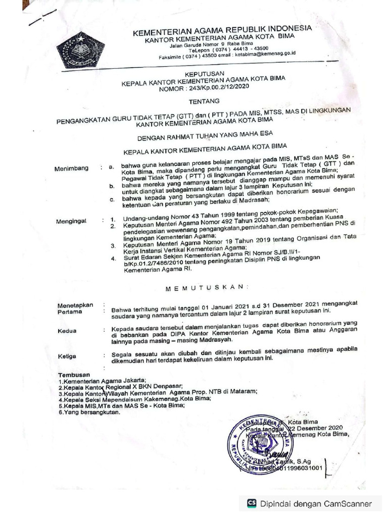 SK Kemenag 2021 | PDF