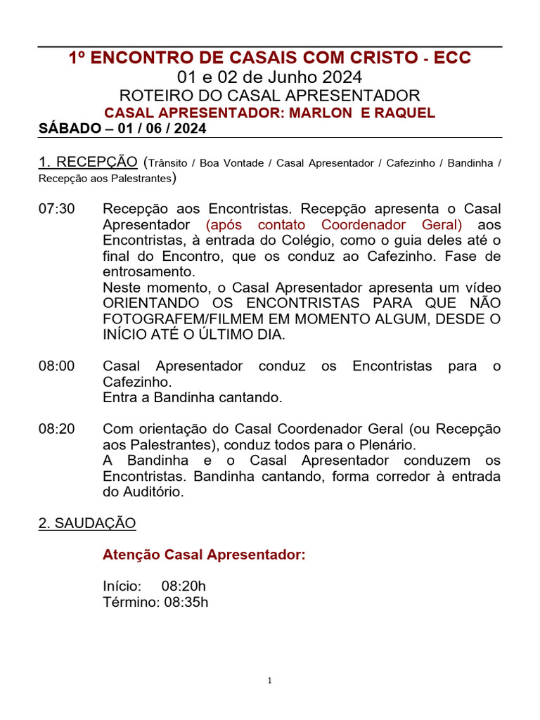 Roteiro Casal Apresentador | PDF