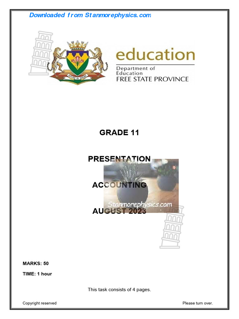FS Accounting Grade 11 Project 2023 TERM 3 and Memo | PDF