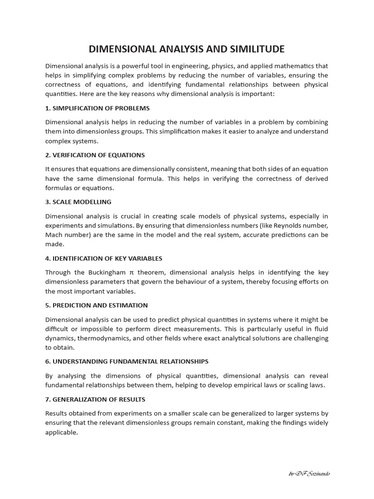 Dimensional Analysis | PDF