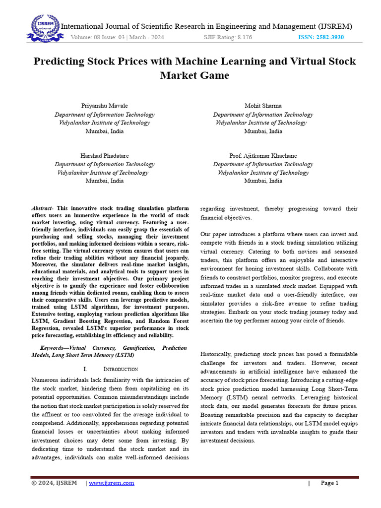 Predicting Stock Prices With Machine Learning and Virtual Stock Market ... Predicting Stock Prices With Machine Learning and Virtual Stock Market ...
