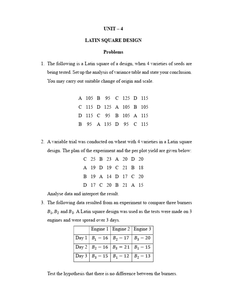 Latin Square Problems | PDF
