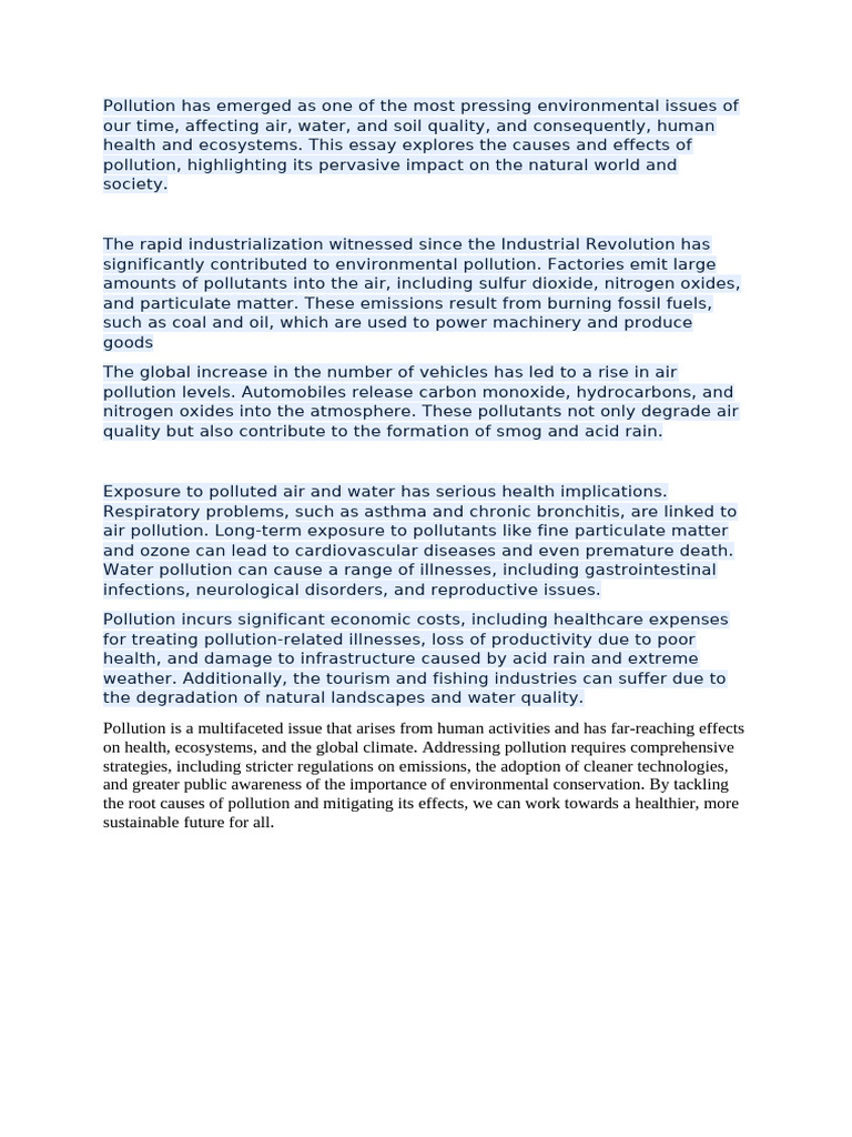Pollution Has Emerged As One of The Most Pressing Environmental Issues ...