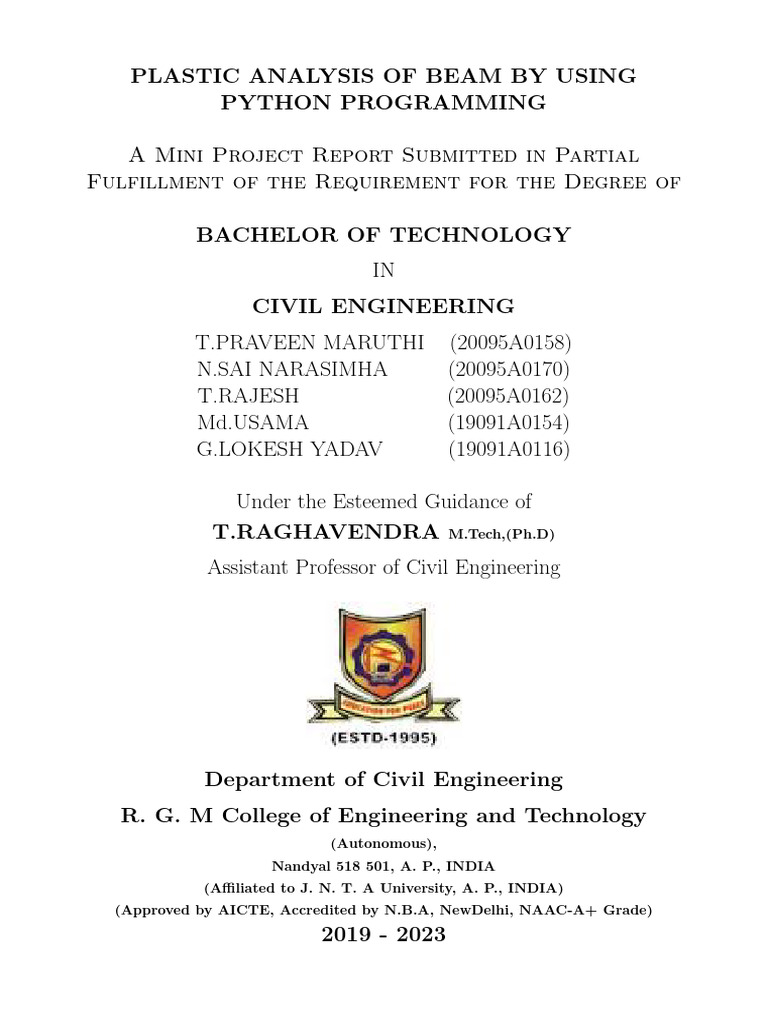 2022-23-CE PLASTIC ANALYSIS OF BEAM BY USING PYTHON PROGRAMMING - (5 ...