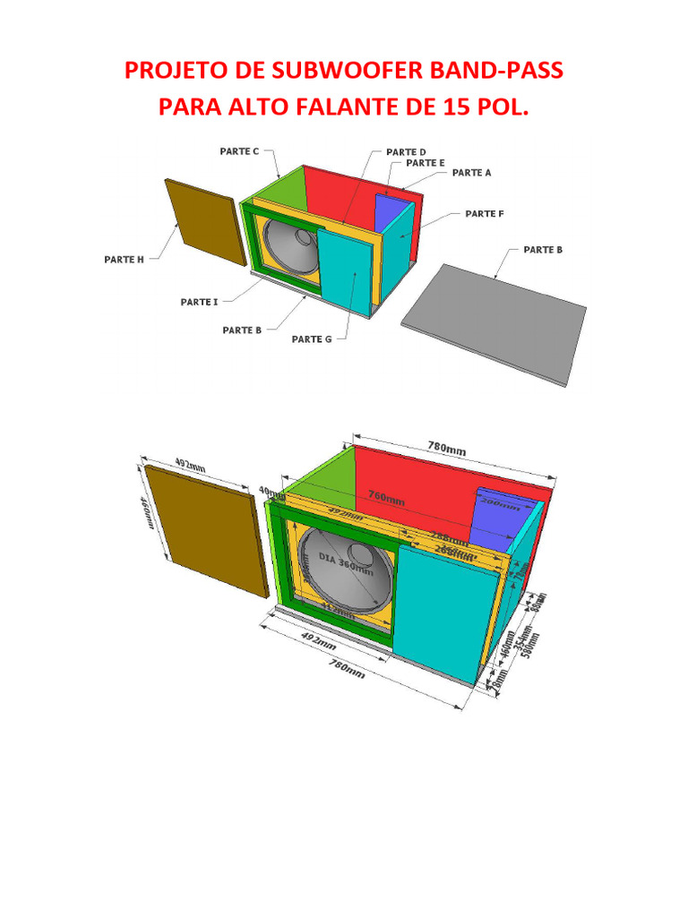 Projeto de Subwoofer Band Pass 15 Pol | PDF