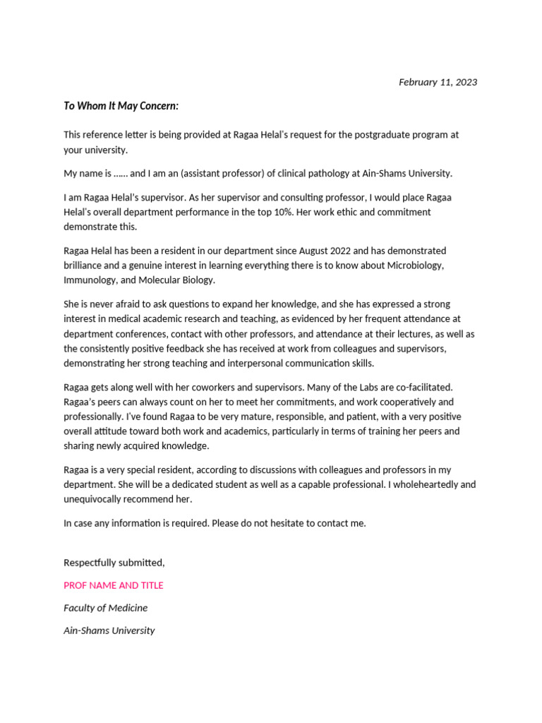 Recommendation Letter I | PDF | Self-Improvement | Wellness