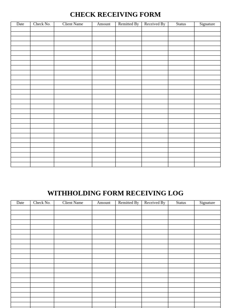 Cheque Receiving Form | PDF