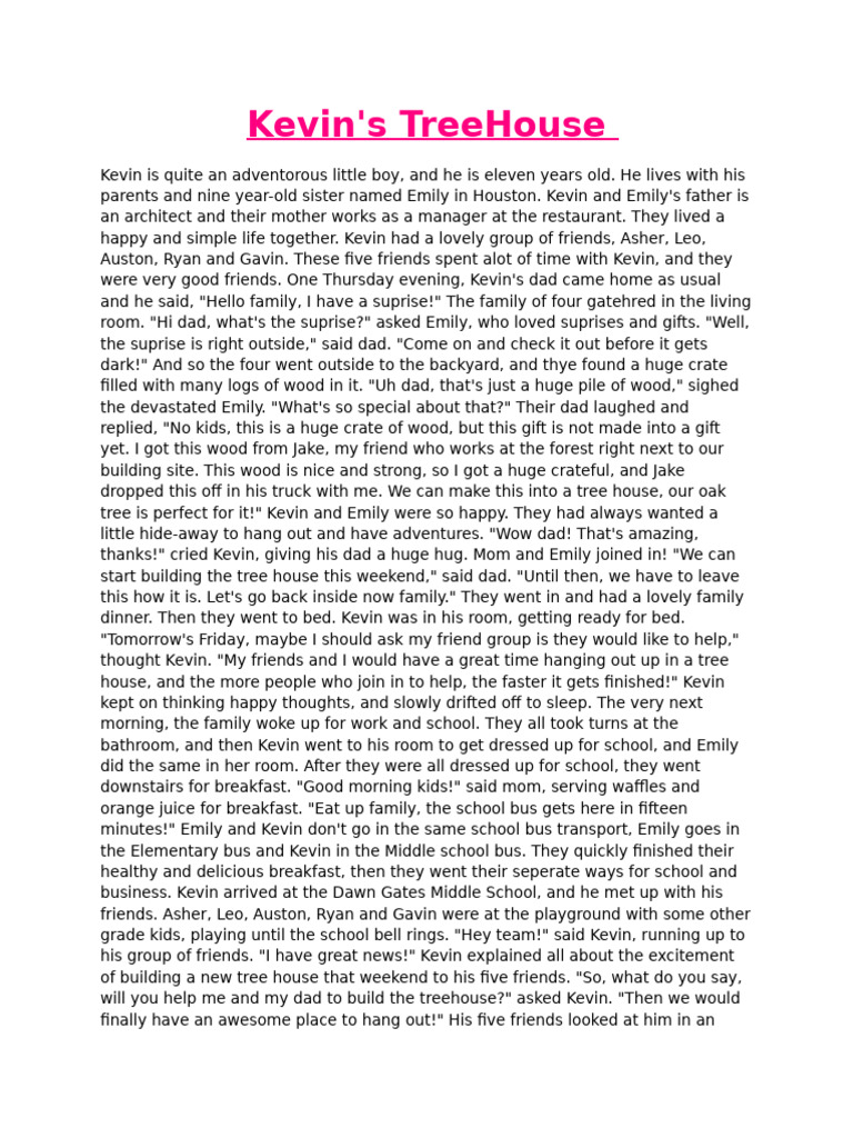 Kevin's Treehouse | PDF