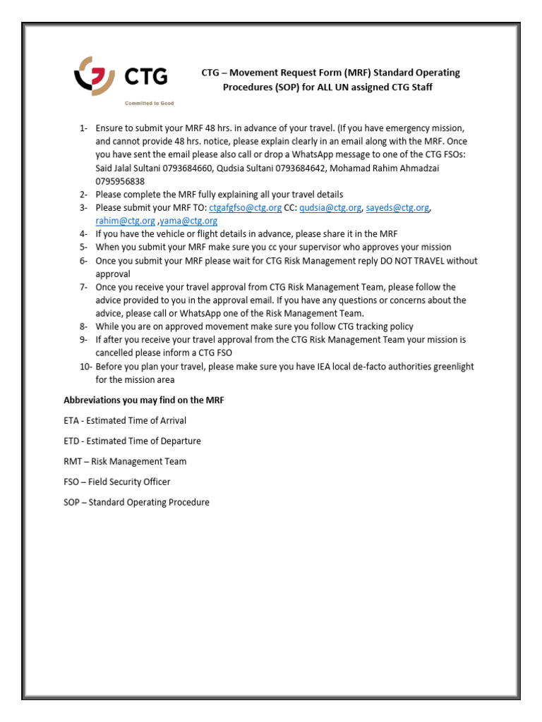 CTG MRF Sop | PDF