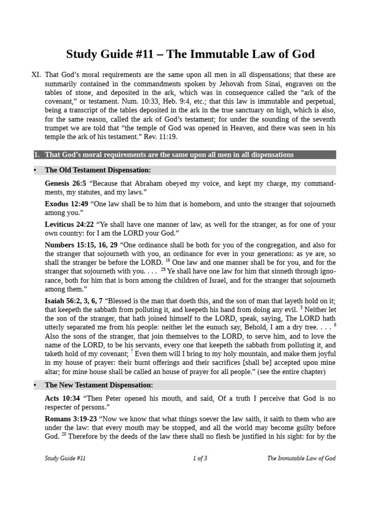SG11 The Immutable Law of God | PDF