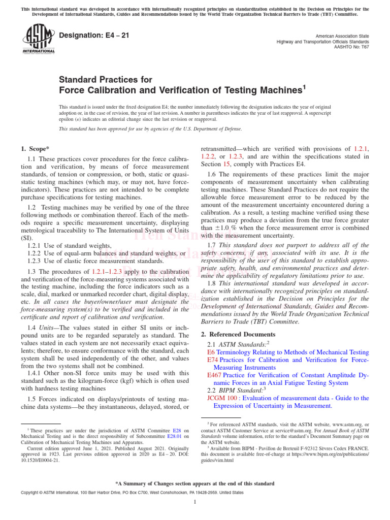 Astm E4 21 | PDF