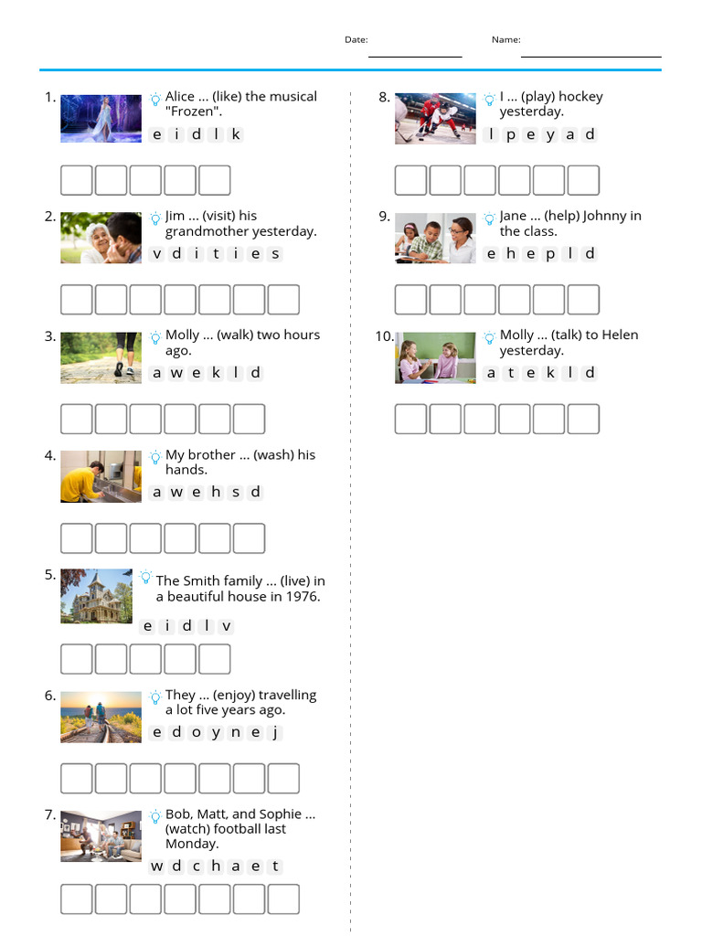 Past Simple Regular Verbs Anagram | PDF