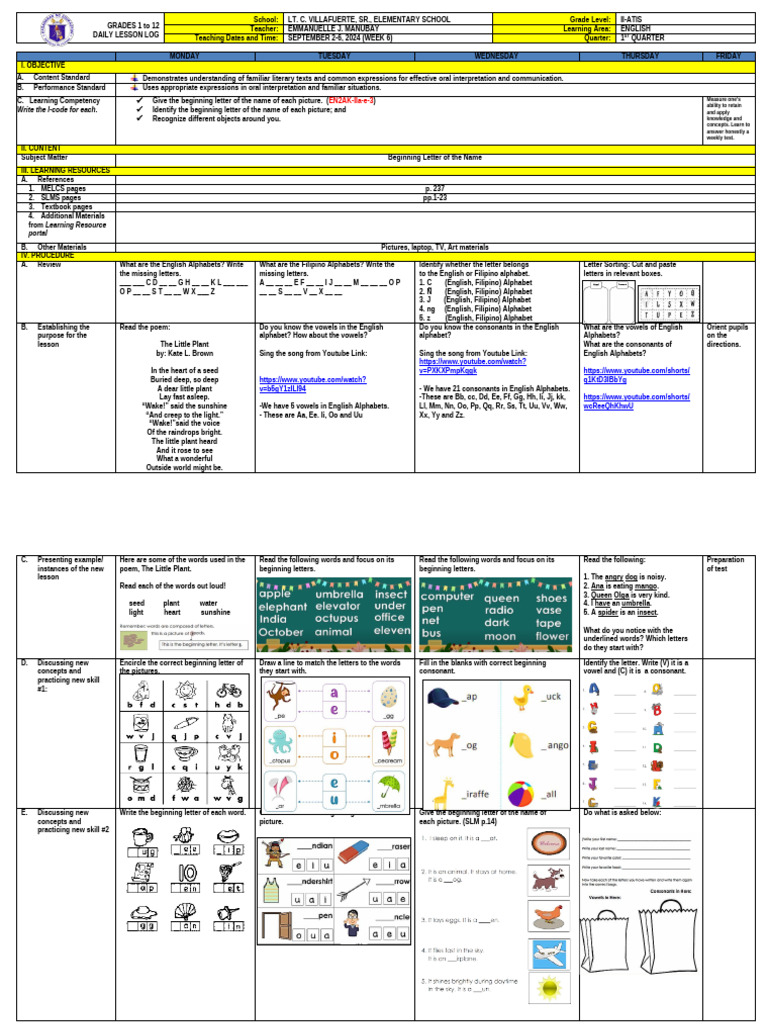 DLL English-2 Q1 W6 | PDF