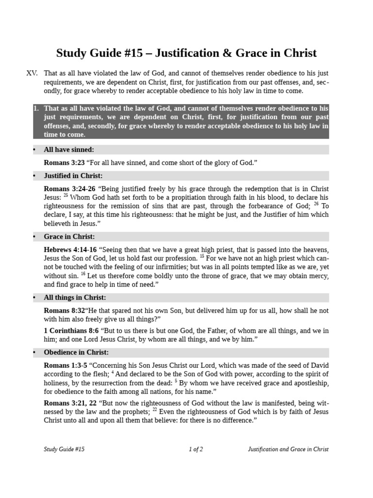 SG15 Justification and Grace in Christ | PDF