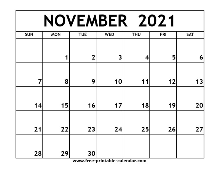 November 2021 Printable Calendar | PDF