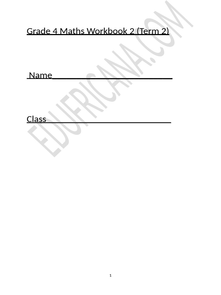 Primary School Grade 4 Maths Workbook 2 TERM 2 | PDF