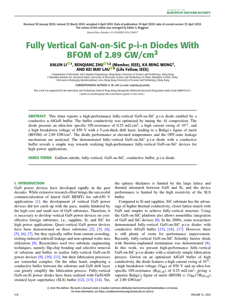 Fully - Vertical - GaN-on-SiC - P-I-N - Diodes - With - BFOM - of - 2. ...