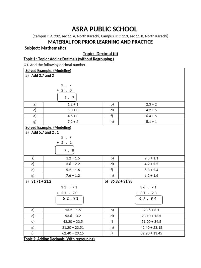 Decimal 2 Prior | PDF