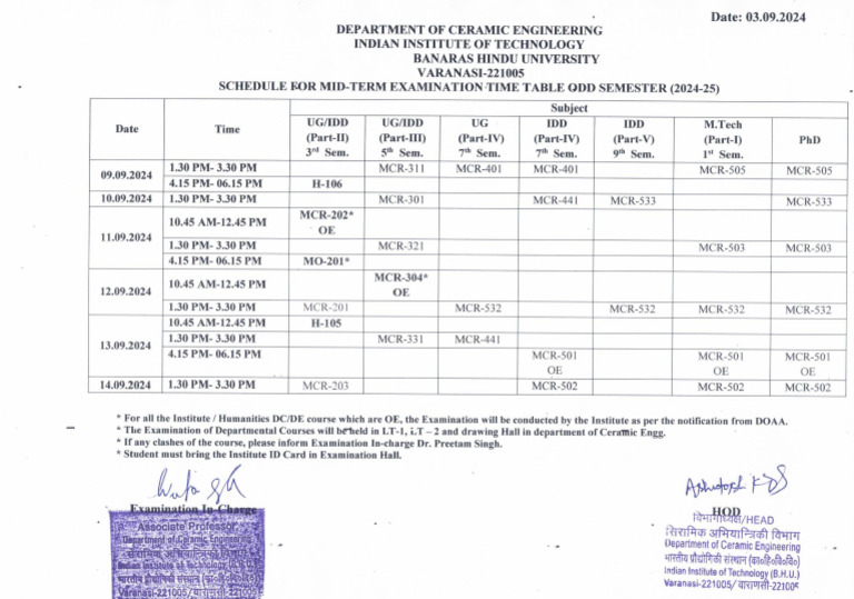 Revised Mid Term Examination 2024-25 | PDF