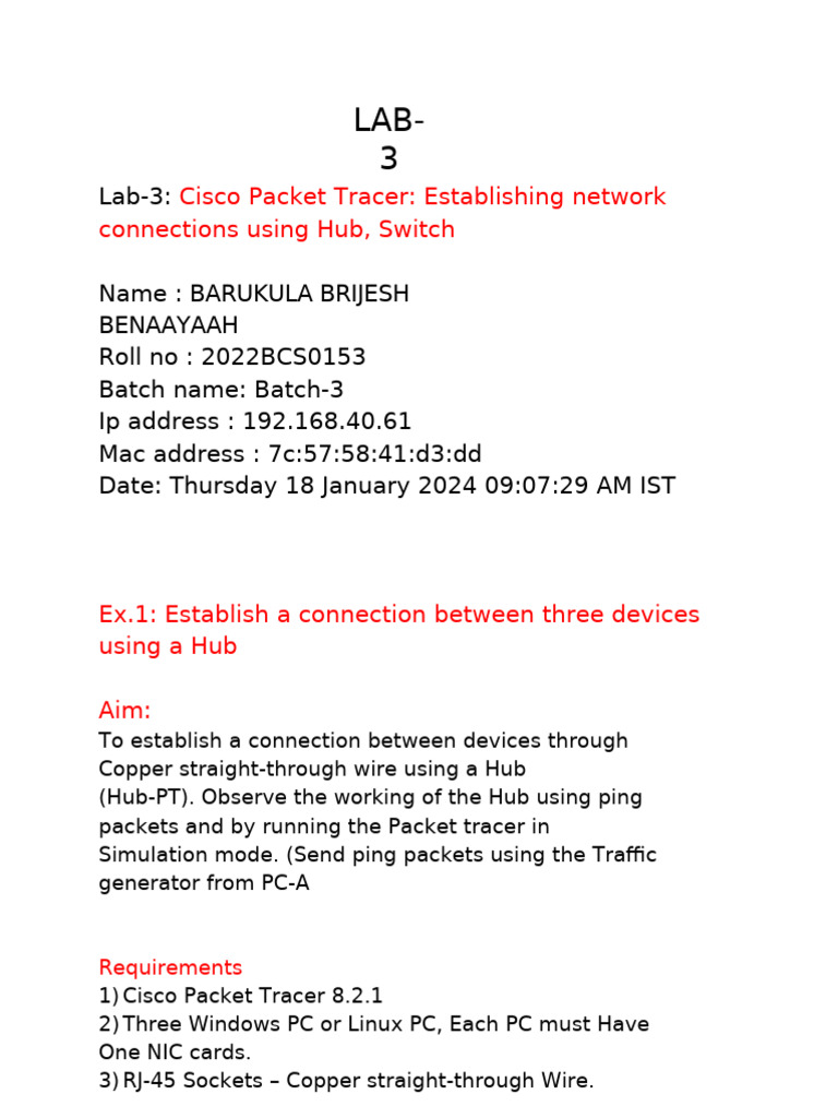 Computer Networks Exp-3 | PDF