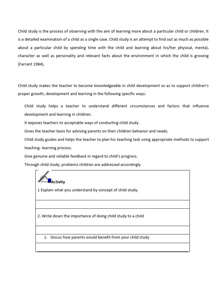 CHILD STUDY NOTES ECD | PDF