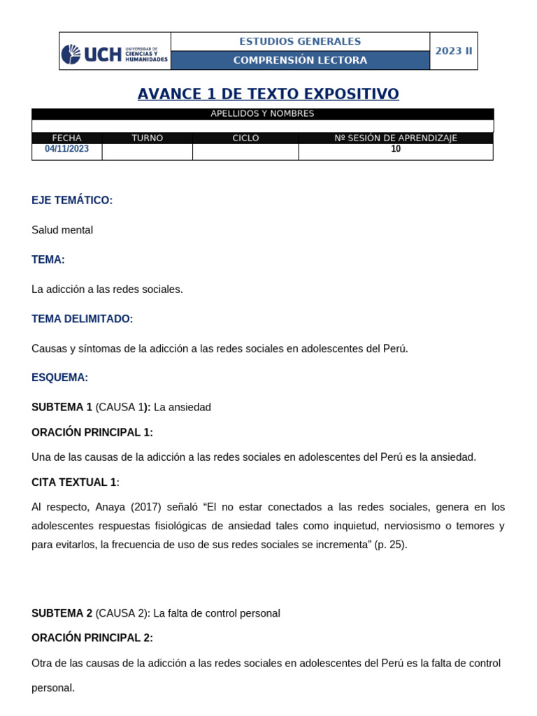 Ejemplo de Avance 1 de Texto Expositivo Tipo Apa | PDF