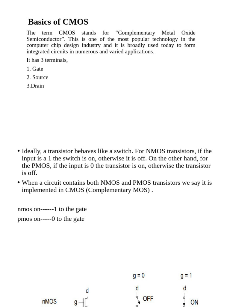 Day 11-Basics of CMOS | PDF