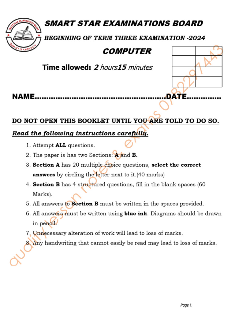 SSEB COMPUTER EXAM | PDF