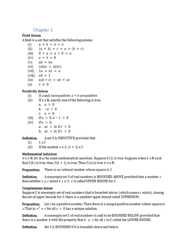 Definitions Theorems & Propositions | PDF