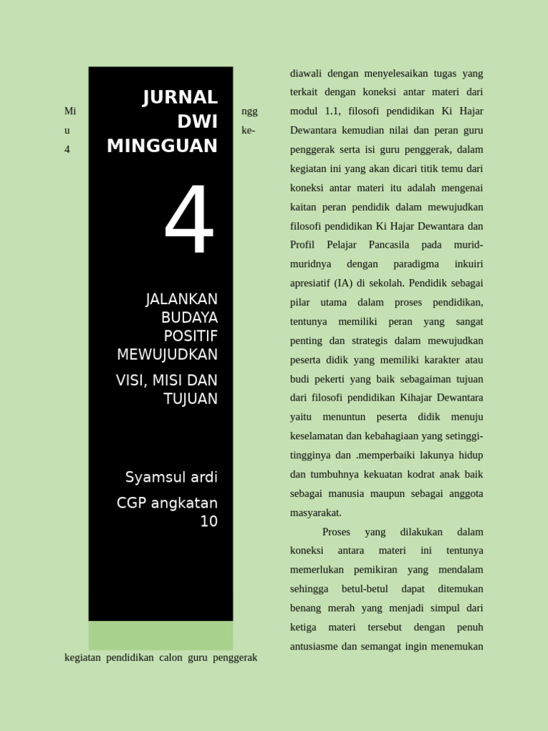 Jurnal Dwi Mingguan Iv | PDF