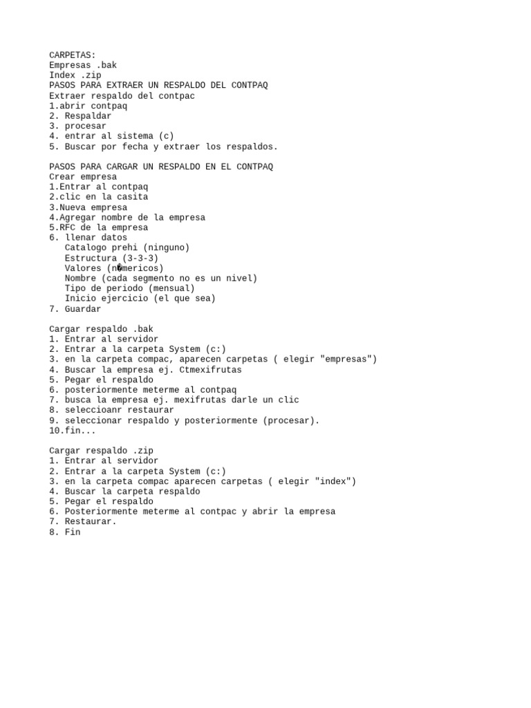 Cómo Extraer y Cargar Respaldos en CONTPAQ | PDF | Informática