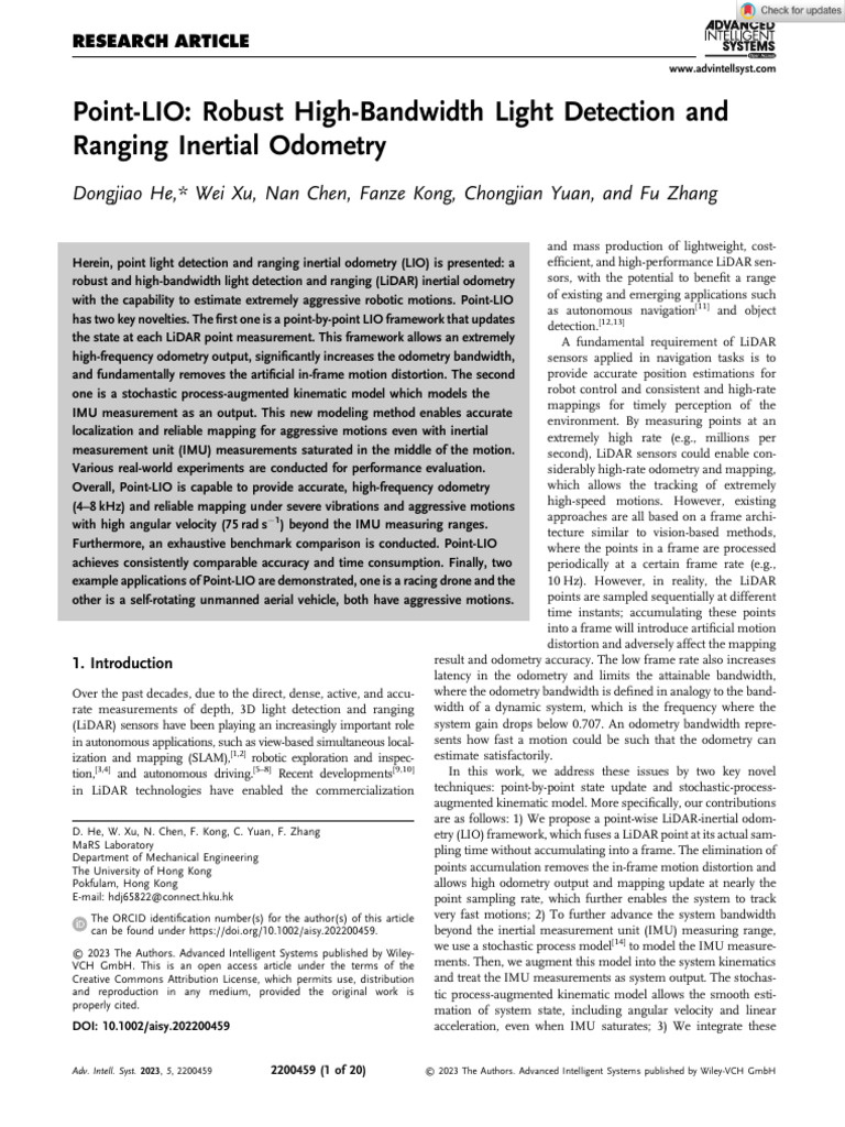Advanced Intelligent Systems - 2023 - He - Point‐LIO Robust High ...