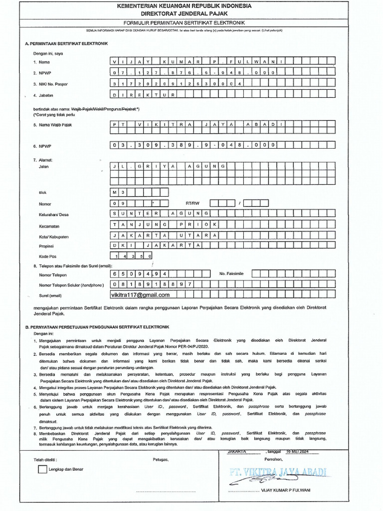 Scanned Formulir Permintaan Sertifikat Elektronik | PDF