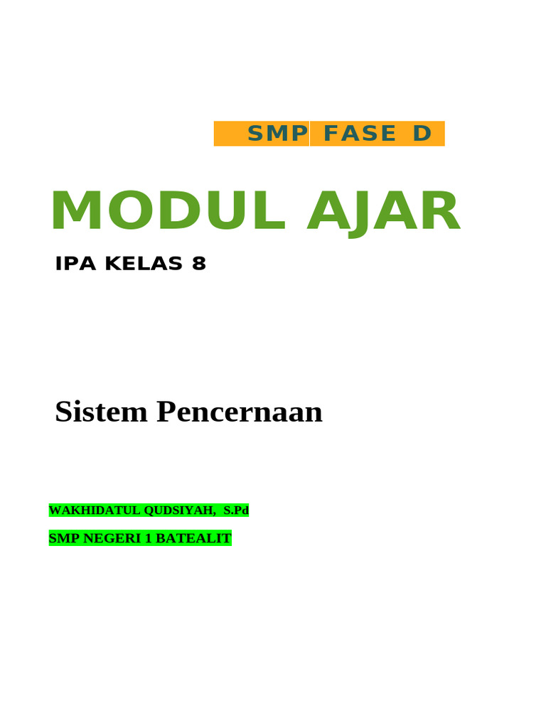 Modul Ajar Ilmu Pengetahuan Alam (IPA) - Wakhidatul | PDF