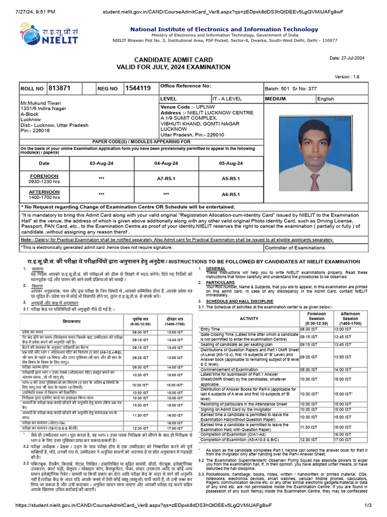 Student - Nielit.gov - in CAND CourseAdmitCard Ver8.Aspx Qs ...
