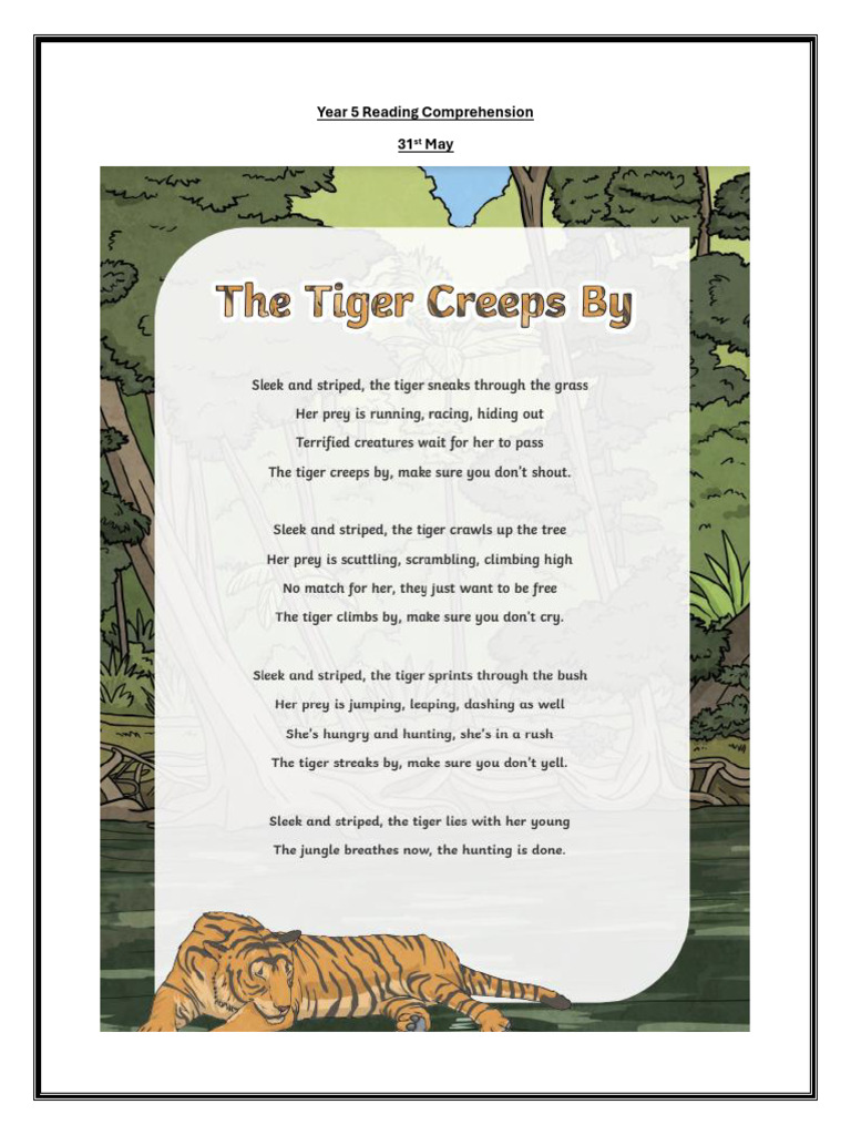 Year 5 Reading Comprehension - Poetry | PDF