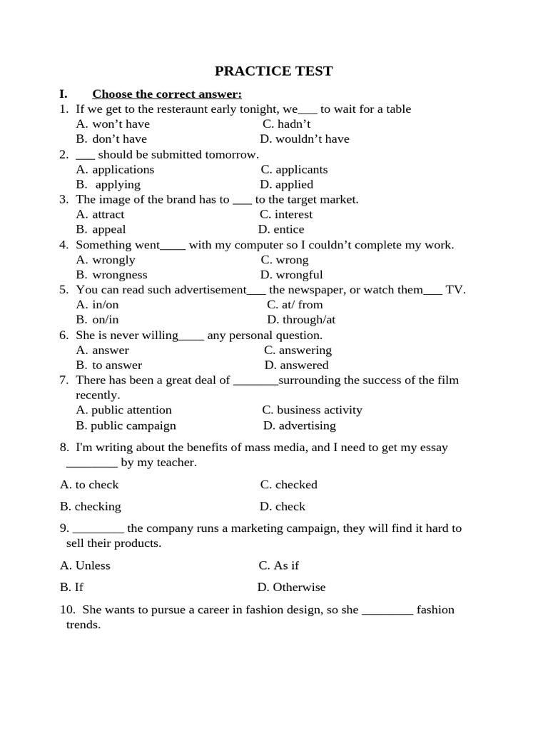 Practice Test | PDF