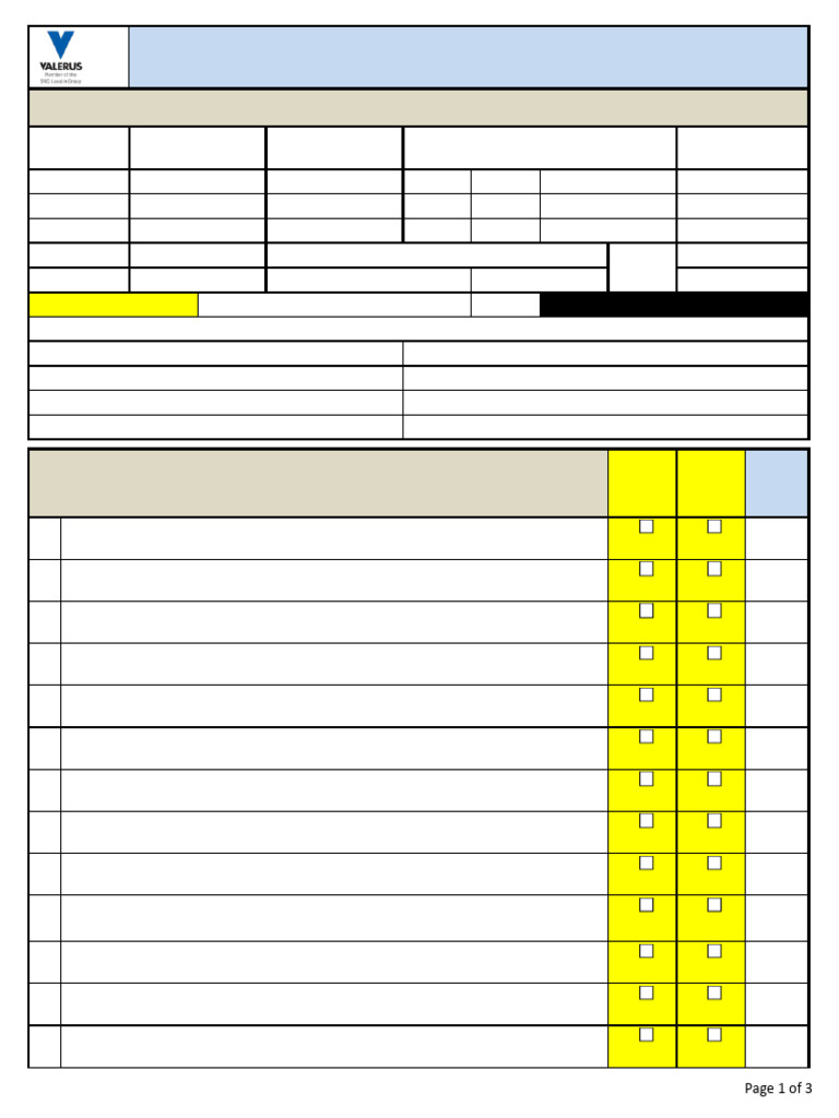 BC Frm8258 Unit Preservation Checklist | PDF | Electrical Connector | Valve