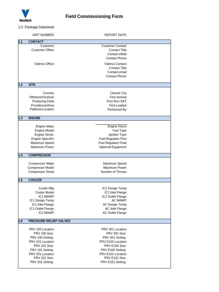 Complete Commissioning Checklist & Procedures - Valerus R6 | PDF ...