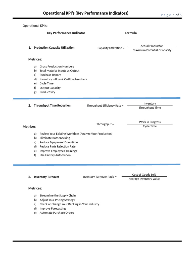 Operational KPIs | PDF