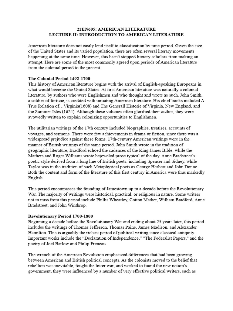 Introduction To American Literature | PDF | Beat Generation | History