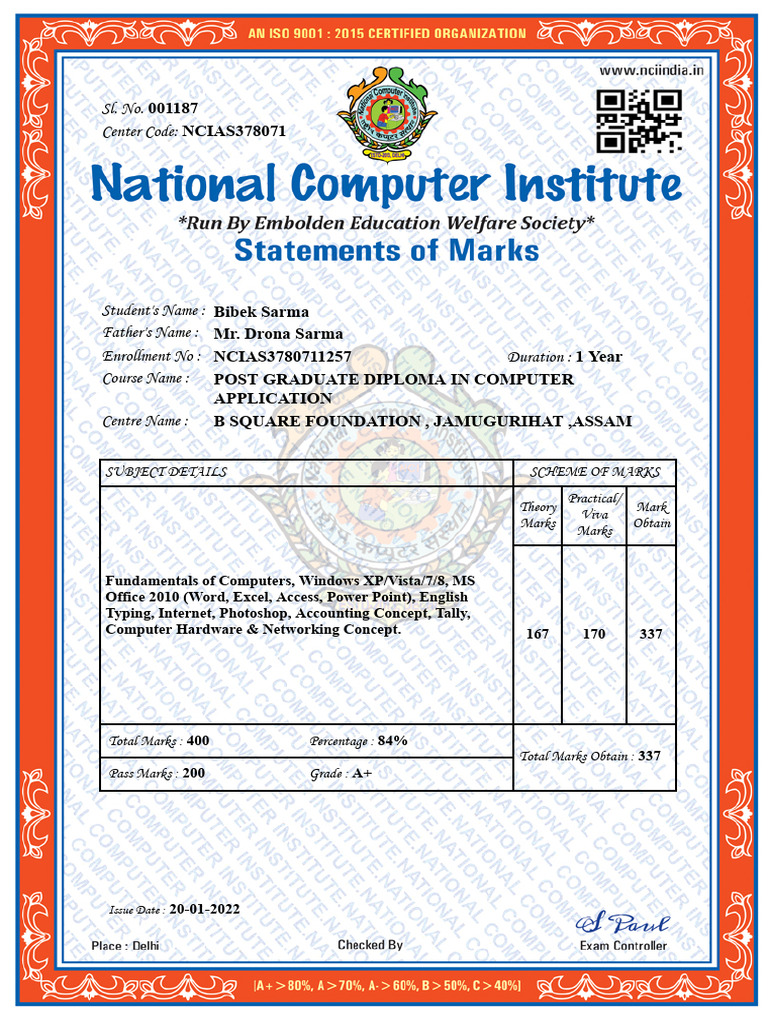 Mark Sheet | PDF