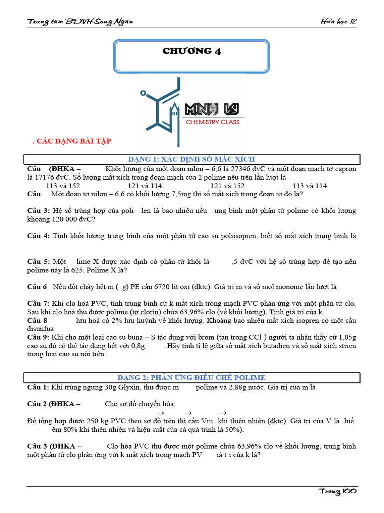 Bai Tap Chuong 4 Polime | PDF