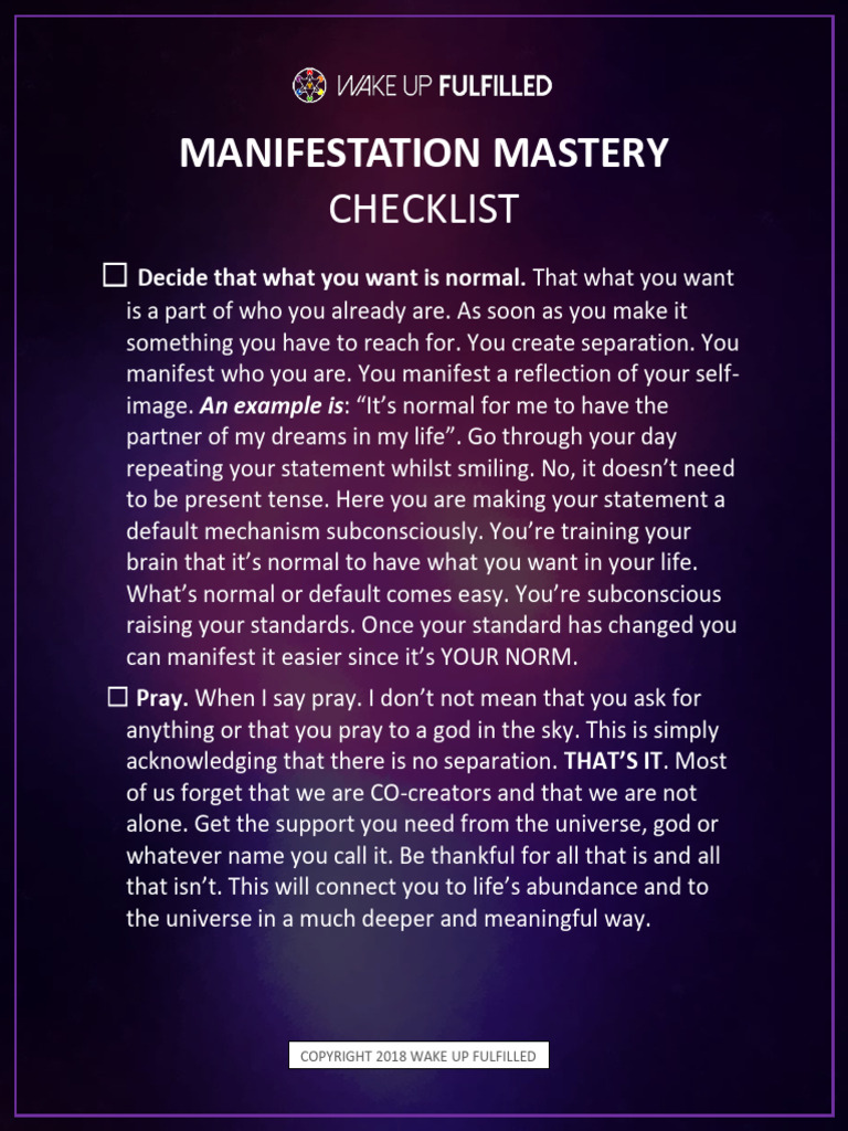 Manifestation Mastery Checklist | PDF