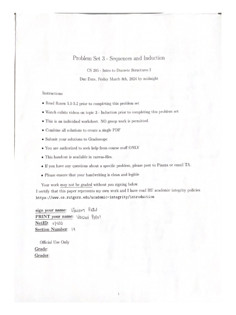 Problem Set 3 - Sequences and Induction | PDF