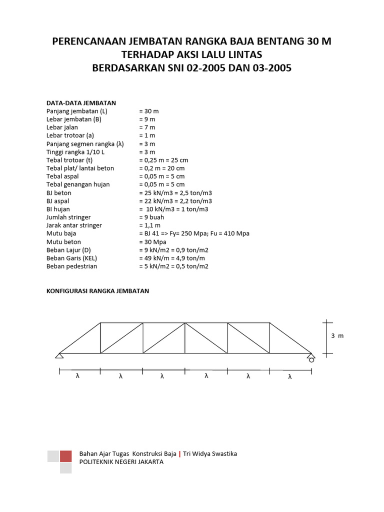 PERENCANAAN_JEMBATAN_RANGKA_BAJA_BENTANG | PDF